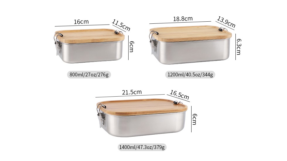 Lunch box with a lid made of bamboo and a clasp - nicety